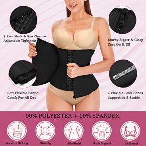 MICOHPKLE Waist Trainer for Women Corset Waist Cincher Tummy Control Bustier Shapewear Slim Body Shaper Workout Girdle (Large, Black)