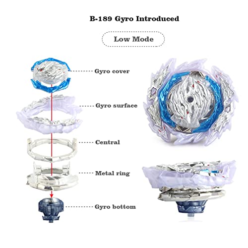 Battling Tops Burst Battle B-189 Guilty Longinus Kr MDS-2 Gyro Toys for Kids with B-184 Custom Bey Launcher