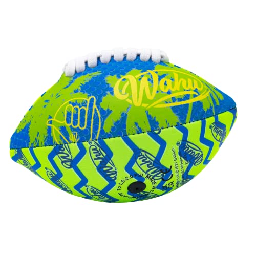 WAHU Mini Football Blue/Green 6.5-Inch Length - 100% Waterproof with Real Laces for Use in and Out of Water