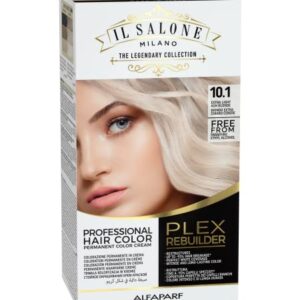 Il Salone Milano Plex Rebuilder Permanent Hair Color- 10.1 Extra Light Ash Blonde Hair Dye - Professional Salon - Premium Quality - Protects and Restructures - Paraffin, Paraben, Ethyl Alcohol Free