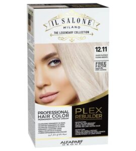 il salone milano plex rebuilder permanent hair color cream - 12.11 silver platinum hair dye - professional salon - premium quality - protects and restructures - paraffin, paraben, ethyl alcohol free