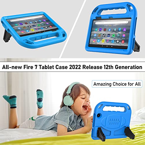 LTROP All-New Amazon Kindle Fire 7 Tablet Case(12th Generation, 2022 Release), Fire 7 Tablet Case, Shockproof Light Weight Bumper Kids Case for Fire 7 2022 Tablet Latest Model(7” Display), Blue