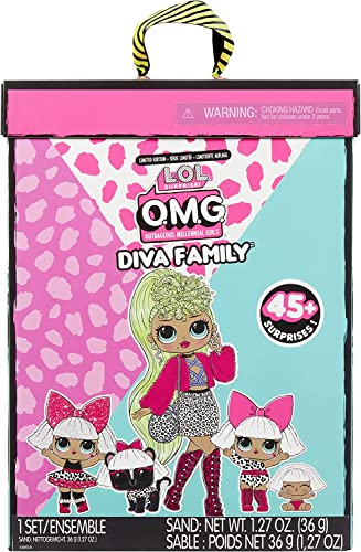 L.O.L. Surprise! OMG Diva Family with 45 Surprises Including (1) Pink Fashion Doll with (4) Collectible Dolls and Accessories Toy Playset