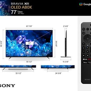 Sony OLED 77 inch BRAVIA XR A80K Series 4K Ultra HD TV: Smart Google TV with Dolby Vision HDR and Exclusive Gaming Features for The Playstation® 5 XR77A80K- 2022 Model