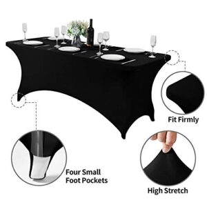 Hezuzo 2Pack Spandex Table Cover for 6Ft Table Universal Fitted Stretch Tablecloth for Party, Banquet, Wedding and Events-Black