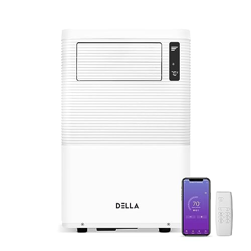 DELLA 11000 BTU Smart WiFi Enabled Portable Air Conditioner, Freestanding Electric Auto Swing Fan Dehumidifier AC Unit with Remote Control, Window Kit Cools Up To 600 Sq. Ft.