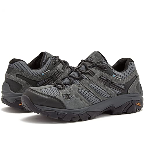 HI-TEC Ravus WP Low Waterproof Hiking Shoes for Men, Lightweight Breathable Outdoor Trekking and Trail Shoes - Dark Grey, 9 Medium