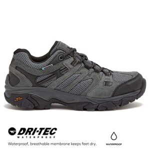 HI-TEC Ravus WP Low Waterproof Hiking Shoes for Men, Lightweight Breathable Outdoor Trekking and Trail Shoes - Dark Grey, 9 Medium