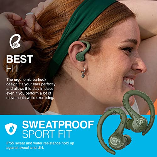 JLab Go Air Sport - Wireless Workout Earbuds Featuring C3 Clear Calling, Secure Earhook Sport Design, 32+ Hour Bluetooth Playtime, and 3 EQ Sound Settings (Green)