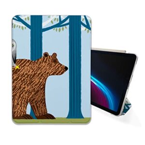 Cute Owl and Bear Painted case Compatible with iPad Mini Air Pro 7.9 8.3 9.7 10.2 10.9 11 12.9 inch Pattern Cover New 2022 2021 Trifold Stand 3 4 5 6 7 8 9 Generation (12.9 Pro 3/4/5 gen)