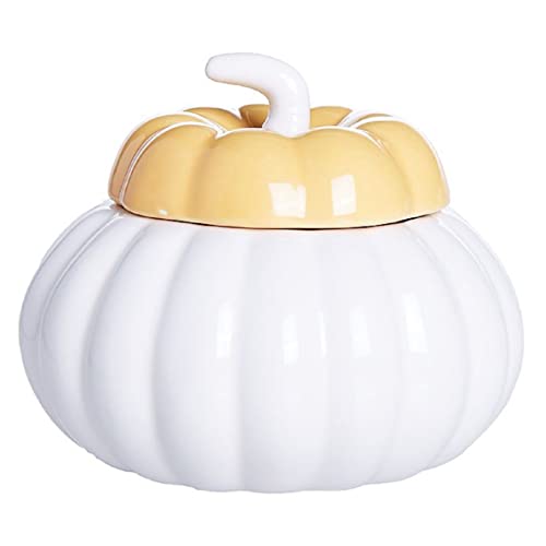 Ceramic Pumpkin Fall Candle Highly Scented Fragrance Large Glossy 5" x 5" Candle with More Than 30 Hours Burn Time - Yellow