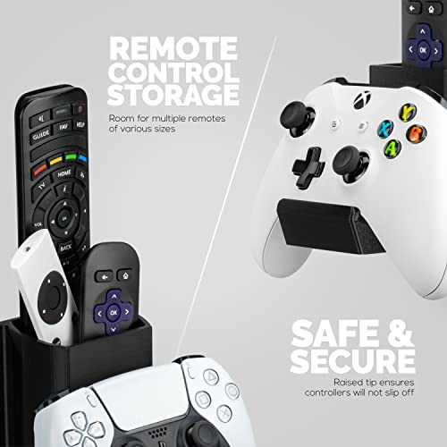 BRAINWAVZ The Elephant - Game Controller & TV Remote Control Wall Mount Holder, Adhesive & Screw In, Universal Design for Xbox ONE PS5 PS4 PC Gamepads, Reduce Clutter