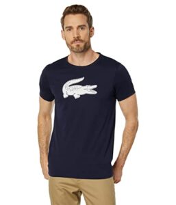 lacoste men's sport short sleeve ultra dry croc graphic t-shirt, marine/blanc, x-large