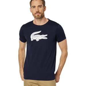 Lacoste Men's Sport Short Sleeve Ultra Dry Croc Graphic T-Shirt, Marine/Blanc, X-Large