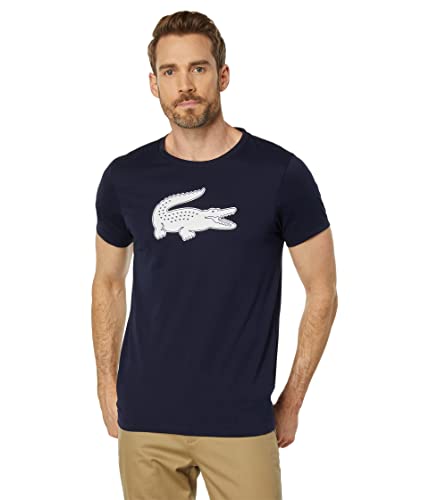 Lacoste Men's Sport Short Sleeve Ultra Dry Croc Graphic T-Shirt, Marine/Blanc, X-Large