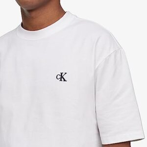 Calvin Klein Men's Relaxed Fit Monogram Logo Crewneck T-Shirt, Brilliant White, Large