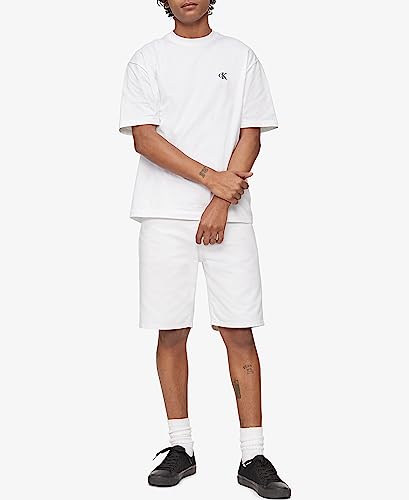 Calvin Klein Men's Relaxed Fit Monogram Logo Crewneck T-Shirt, Brilliant White, Large