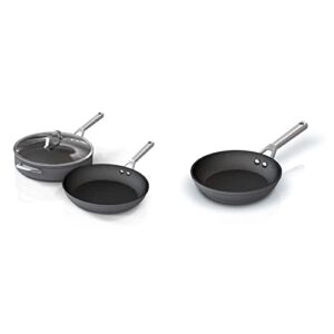 ninja c33000 foodi neverstick premium 3-piece cookware set, 12-inch fry pan, 5-quart sauté pan & oven safe to 500°f, slate grey & c30020 foodi neverstick premium 8-inch fry pan, slate grey