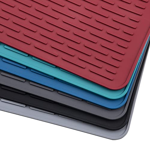 Smithcraft Silicone Drying Mat Set 2, Sink Dish Drainer Mat 15.75x11.81", Small Heat Resistant &Non-Slip Kitchen Counter Mat Pad, Bar Mat Countertop Protector, Silicone Dish Drying Rack Mats Navy Blue