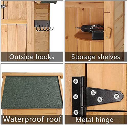 LVUYOYO Outdoor Storage Shed - Weather Resistant Outdoor Garden Storage Cabinet with Lockable Doors - Waterproof Tool Storage Organizer for Patio, Garden, Backyard, Lawn