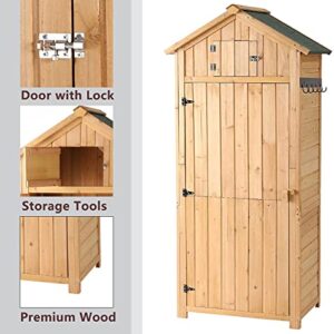 LVUYOYO Outdoor Storage Shed - Weather Resistant Outdoor Garden Storage Cabinet with Lockable Doors - Waterproof Tool Storage Organizer for Patio, Garden, Backyard, Lawn