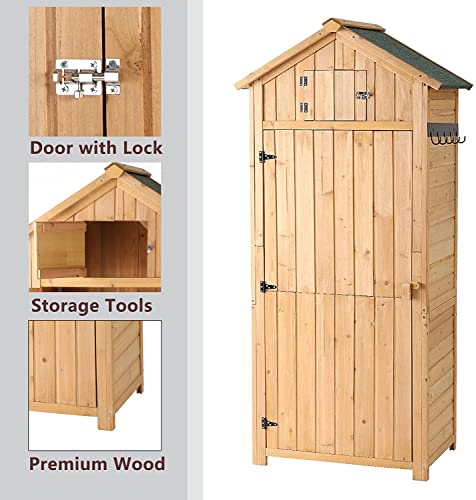 LVUYOYO Outdoor Storage Shed - Weather Resistant Outdoor Garden Storage Cabinet with Lockable Doors - Waterproof Tool Storage Organizer for Patio, Garden, Backyard, Lawn