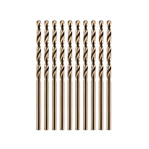 amoolo 3/32" inch Cobalt Drill Bits(10Pcs), M35 HSS Metal Jobber Length Twist Drill Bit Set for Hard Metal, Stainless Steel