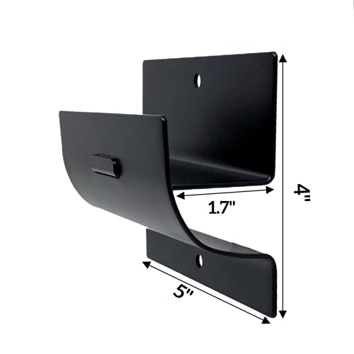 Tetra-Teknica GMH-01-2P 4-in Steel Wall Mount Ladder and Wheelbarrow Hanger, Matte Black, Pack of 2