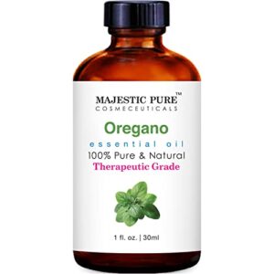 MAJESTIC PURE Oregano Essential Oil, Therapeutic Grade, Pure and Natural, for Aromatherapy, Massage, Topical & Household Uses, 1 fl oz