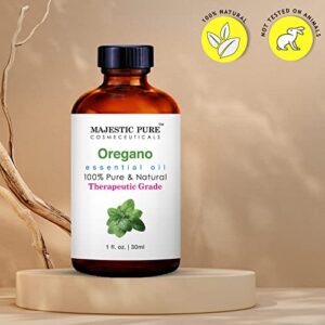 MAJESTIC PURE Oregano Essential Oil, Therapeutic Grade, Pure and Natural, for Aromatherapy, Massage, Topical & Household Uses, 1 fl oz