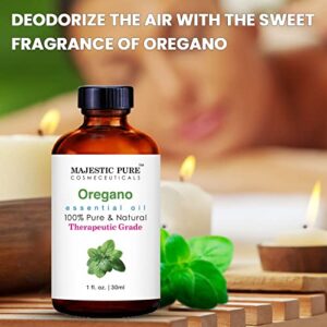 MAJESTIC PURE Oregano Essential Oil, Therapeutic Grade, Pure and Natural, for Aromatherapy, Massage, Topical & Household Uses, 1 fl oz