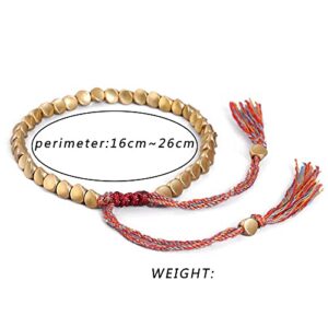 Handmade Tibetan Buddhist Braided Cotton Copper Beads Lucky Rope Bracelet for Women Men Thread Bracelets