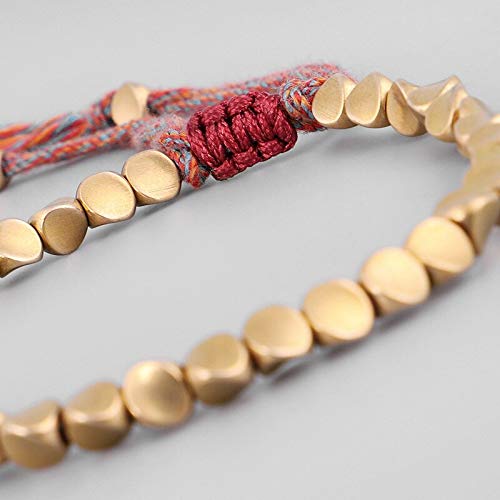 Handmade Tibetan Buddhist Braided Cotton Copper Beads Lucky Rope Bracelet for Women Men Thread Bracelets