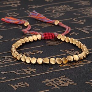 Handmade Tibetan Buddhist Braided Cotton Copper Beads Lucky Rope Bracelet for Women Men Thread Bracelets