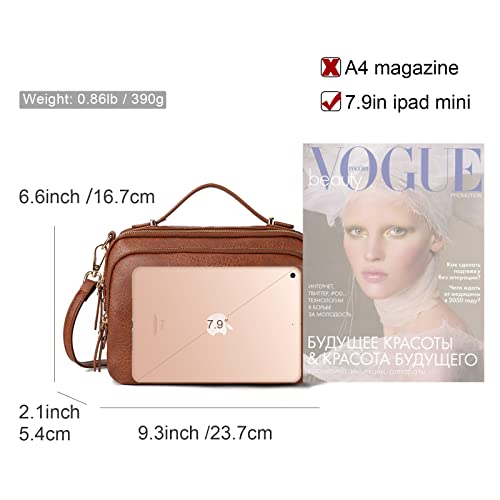 Small Crossbody Bags for Women Leather Shoulder Purses Vegan women Cross body Bag Multi Pocket Purse Brown