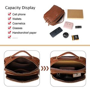 Small Crossbody Bags for Women Leather Shoulder Purses Vegan women Cross body Bag Multi Pocket Purse Brown