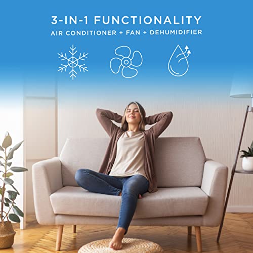 Commercial Cool CCP6JB, Dehumidifier & Fan, 9,000 Bedroom AC Unit with 2 Remote Controls & Covers up to 400 Sq. Ft, Alexa & Wifi Enabled, Smart portable-air-conditioners, 9000 BTU, Blue