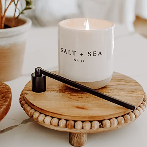 Sweet Water Decor Salt and Sea Candle | Sea Salt, Citrus, Amber, Musk, Beach Scented Soy Candles for Home | 12oz Stone Jar, 60+ Hour Burn Time, Made in The USA