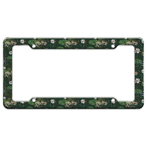 Bass Pond Lilly Pads Fish Fishing License Plate Tag Frame