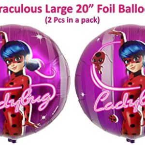 Vision Licensed 2 Pcs Miraculous Ladybug Large 20" Foil Balloons | New Colorful Design of Helium Balloon for Miraculous Birthday Theme Party