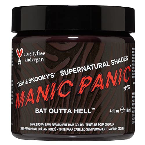 MANIC PANIC Bat Outta Hell Dark Brown Hair Dye - Supernatural - Semi Permanent Dark Espresso Brown Hair Color For Women And Men - Vegan, PPD & Ammonia Free (4oz)