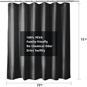 FINEBAT Shower Curtain Liner 72 x 72, Non-Toxic Odor Free Plastic Waterproof 4G Lightweight Shower Liner for Bathroom, with Grommets Holes and 3 Heavy Duty Magnetic Weights (Black)