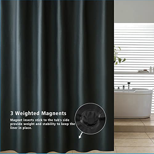 FINEBAT Shower Curtain Liner 72 x 72, Non-Toxic Odor Free Plastic Waterproof 4G Lightweight Shower Liner for Bathroom, with Grommets Holes and 3 Heavy Duty Magnetic Weights (Black)