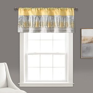 lush decor night sky sequin window valance, 18"l x 52"w, yellow & gray