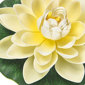 Dolicer Artificial Floating Foam Lotus Flowers 6Pcs Artificial Water Lily Pads Plastic Foam Lotus Flowers Lotus Lilies Pad Ornaments for Patio Koi Pond Pool Aquarium Home Garden Party Decor, Ivory