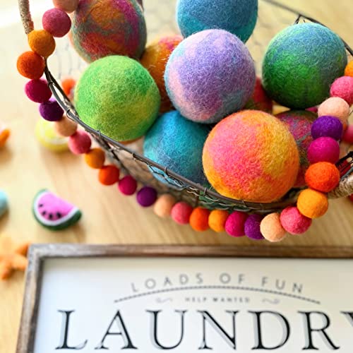 Friendsheep Wool Dryer Balls 6 Pack XL Organic Premium Reusable Cruelty Free Handmade Fair Trade No Lint Fabric Softener Color - Galaxy Tie Dye