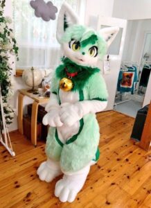 furrywu studio japan kemono kawaii mint green cat american shorthair husky fursuit teen costumes caribou furry suit fursona kigurumi digitigrade anime