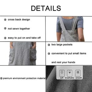 ZQFFB Pinafore Cross Back Apron for Women with Pockets Japanese Smock for Work Gardening Cooking Painting Baking