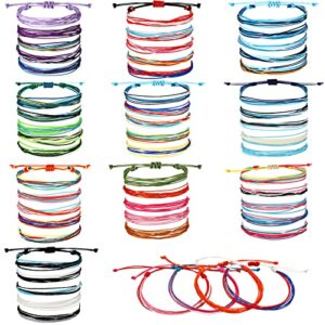 50 pcs summer friendship bracelets beach string bracelets adjustable waterproof handmade friendship bracelet surfer woven braided bracelet bohemian wrist cord for women men (cute style)