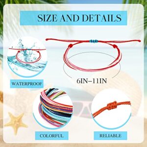 50 Pcs Summer Friendship Bracelets Beach String Bracelets Adjustable Waterproof Handmade Friendship Bracelet Surfer Woven Braided Bracelet Bohemian Wrist Cord for Women Men (Cute Style)